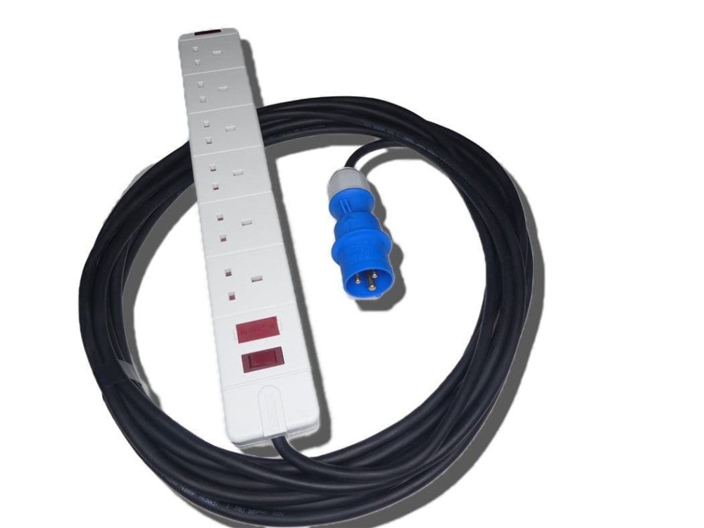 16amp plug to six way socket lead