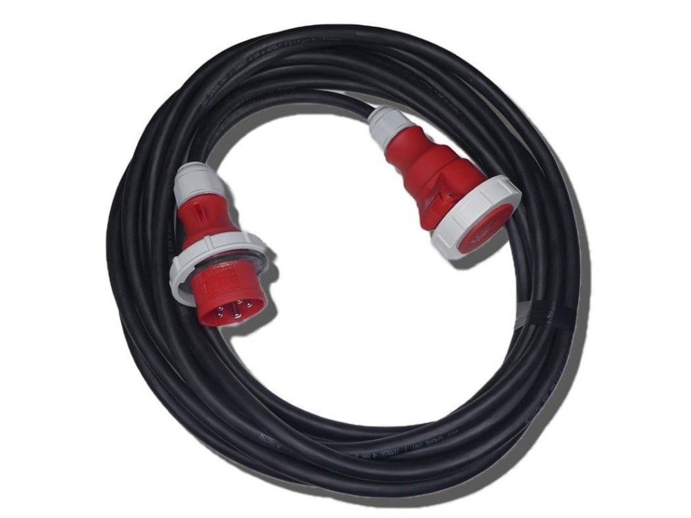 20m 415v 3 phase 5 pin 16a extension lead 25mm H07 cable IP67 Rated