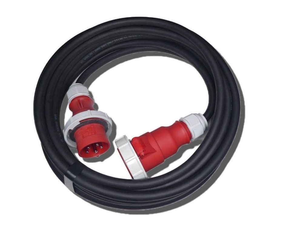 25m 415v 3 phase 5 pin 32a extension lead 6mm H07 cable IP67 Rated