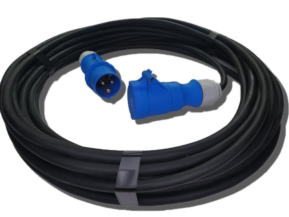 2m 230v 16 amp electrical hook-up heavy duty extension lead