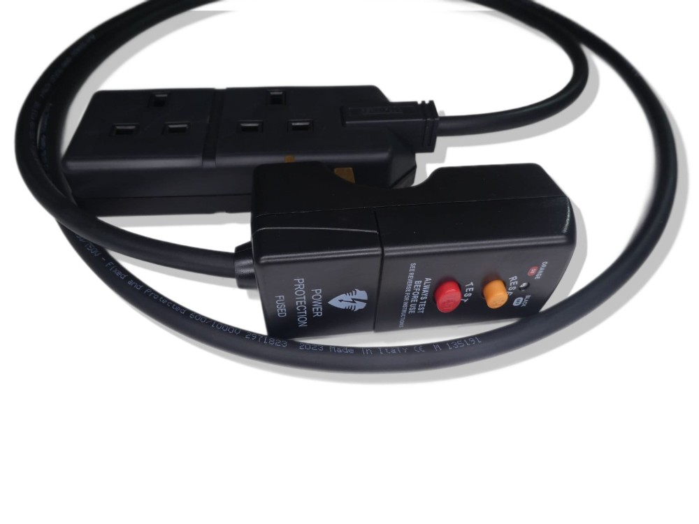 2m RCD protected double socket 13amp heavy duty extension lead