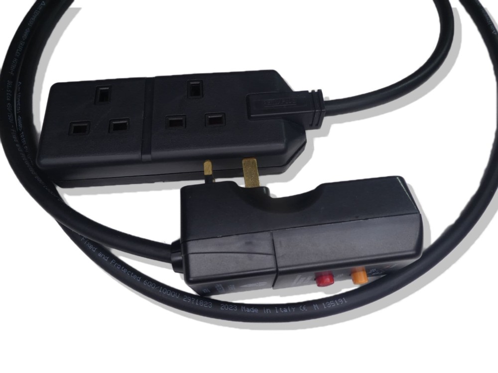 2m RCD protected double socket 13amp heavy duty extension lead