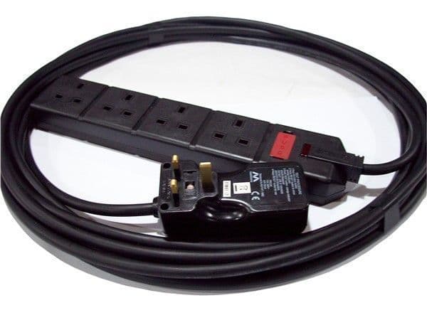 30m RCD protected 4 gang socket heavy duty 25mm cable extension lead