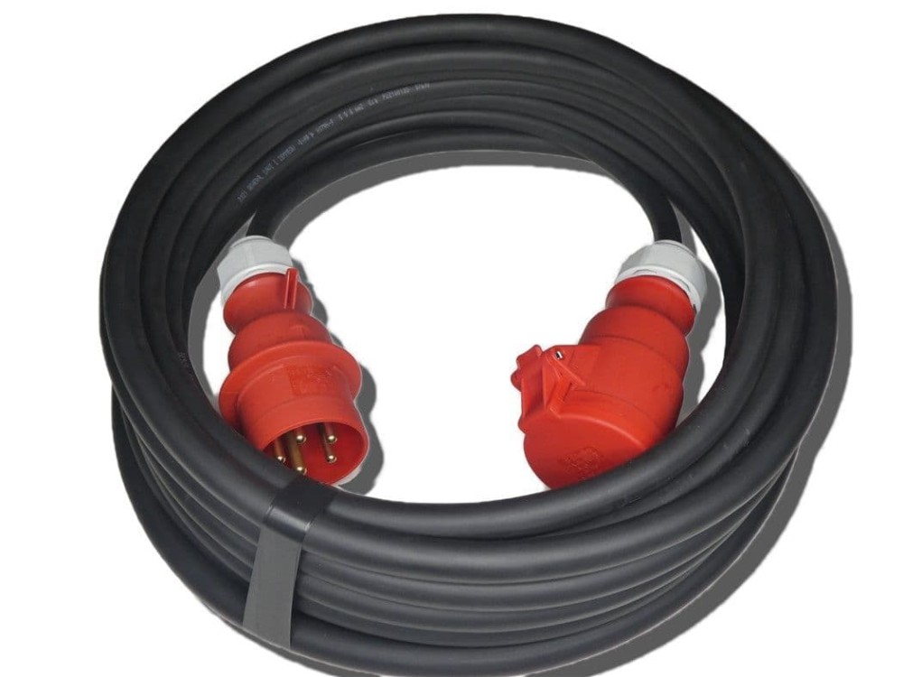 40m 400v 3 phase 5 pin 32a extension lead 6mm H07 cable IP44 Rated