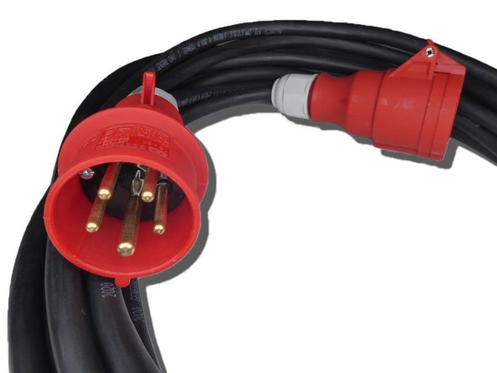 3m 400v 3 phase 5 pin 16a extension lead 25mm H07 cable IP44 Rated