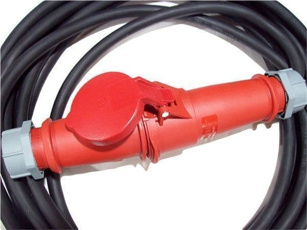 50m 400v 3 phase 4 pin 32a extension lead 6mm H07 cable IP44 Rated