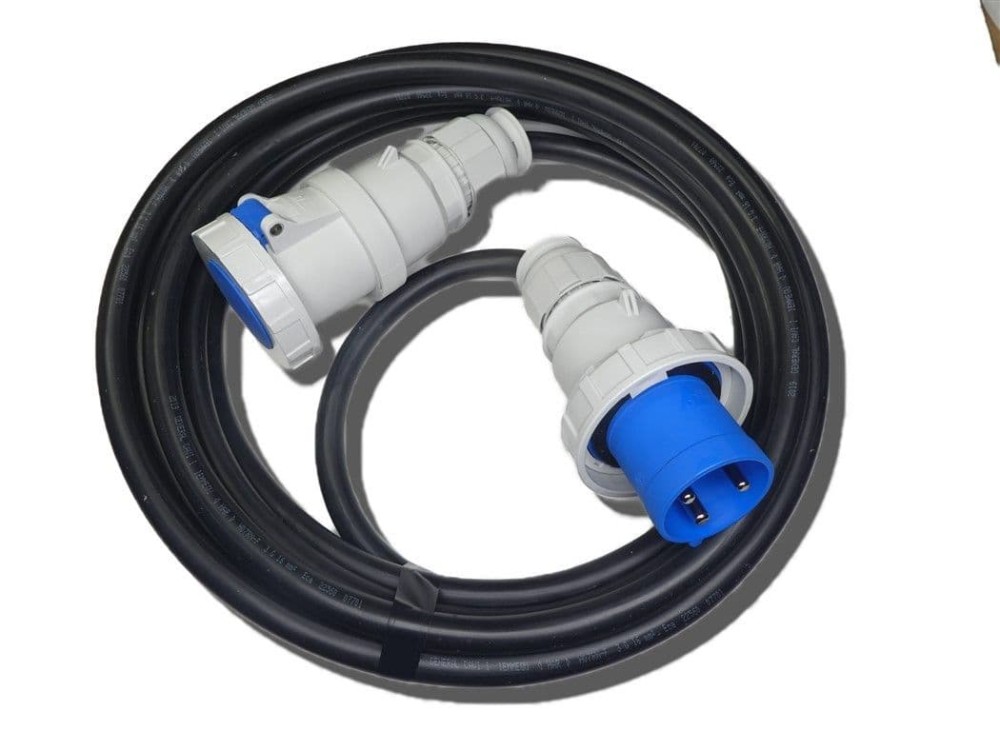4m 230v 3 pin 63a extension lead 16mm H07 cable IP67 Rated