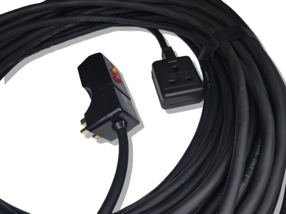 50m RCD protected single socket 13amp 25mm cable extension lead