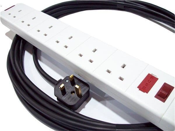 6m heavy duty six way 13amp extension lead