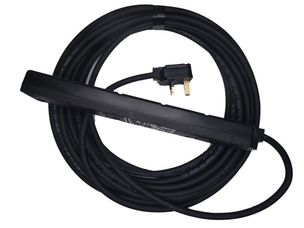 7m 4 gang socket heavy duty 13amp black extension lead
