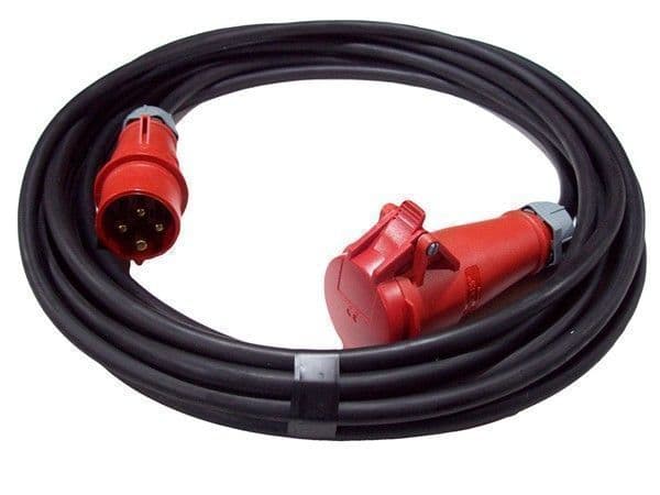 8m 400v 3 phase 4 pin 16a extension lead 25mm H07 cable IP44 Rated