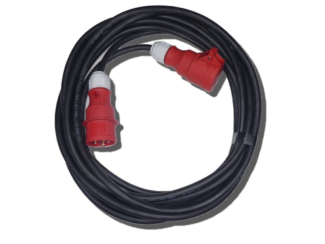 10m 400v 3 phase 5 pin 16a extension lead 25mm H07 cable IP44 Rated