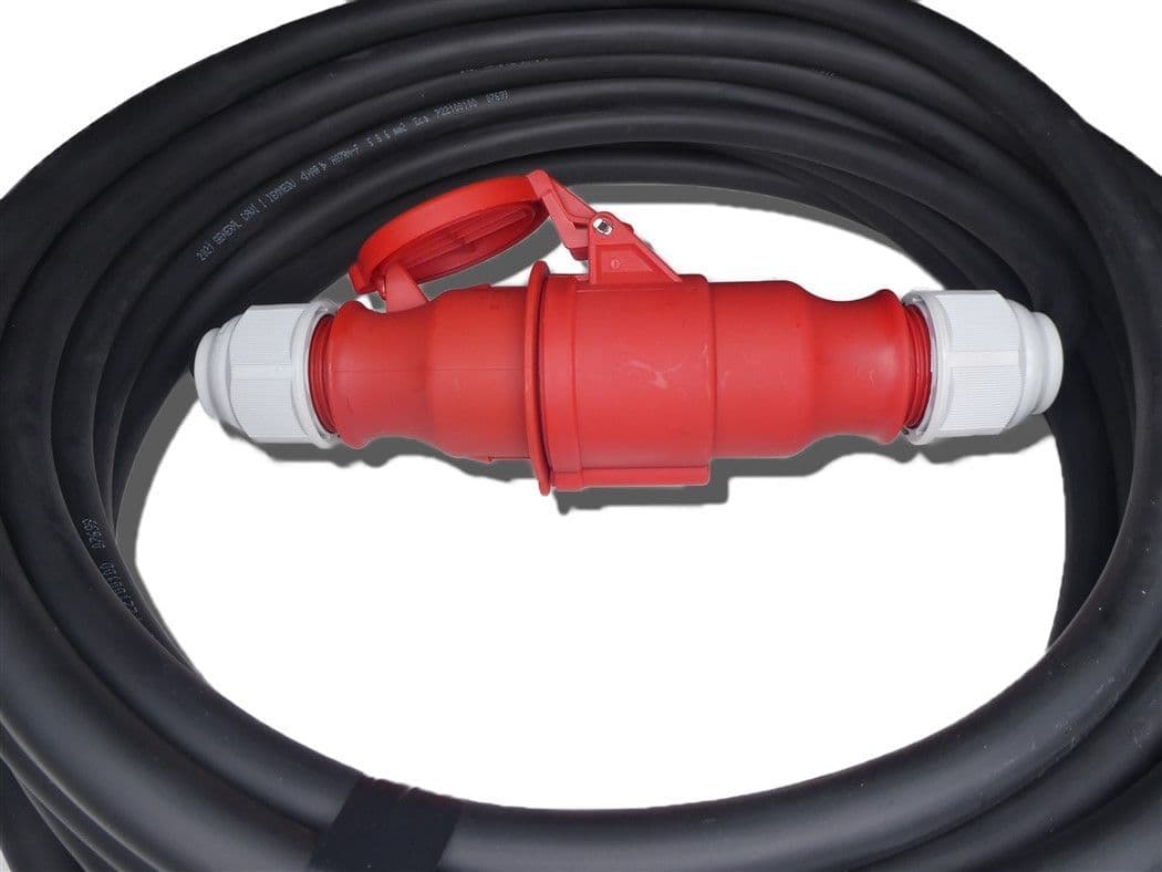 10m 400v 3 phase 5 pin 32a extension lead 6mm H07 cable IP44 Rated