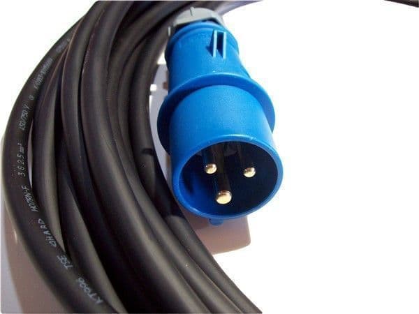 14m 230v 16a blue plug to 2 way 13a socket adaptor