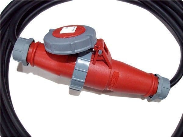 16m 400v 3 phase 4 pin 16a extension lead 25mm H07 cable IP67 Rated
