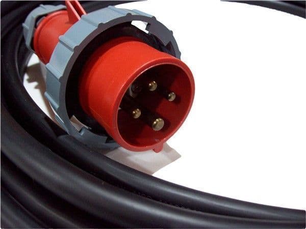 16m 400v 3 phase 4 pin 16a extension lead 25mm H07 cable IP67 Rated