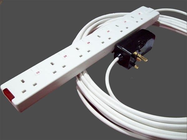 18m switched 6way socket rcd protected extension lead