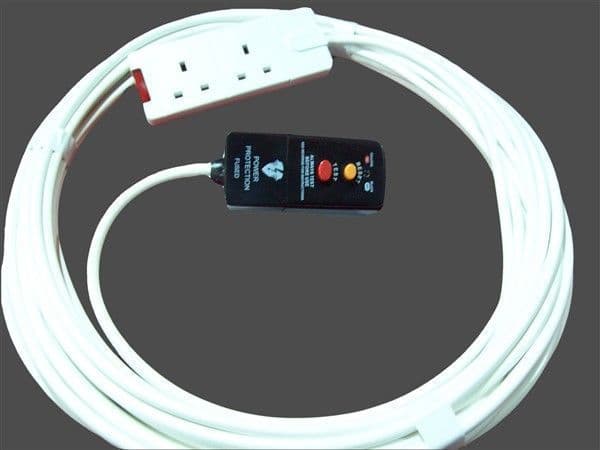 20m standard double socket extension lead with rcd protection