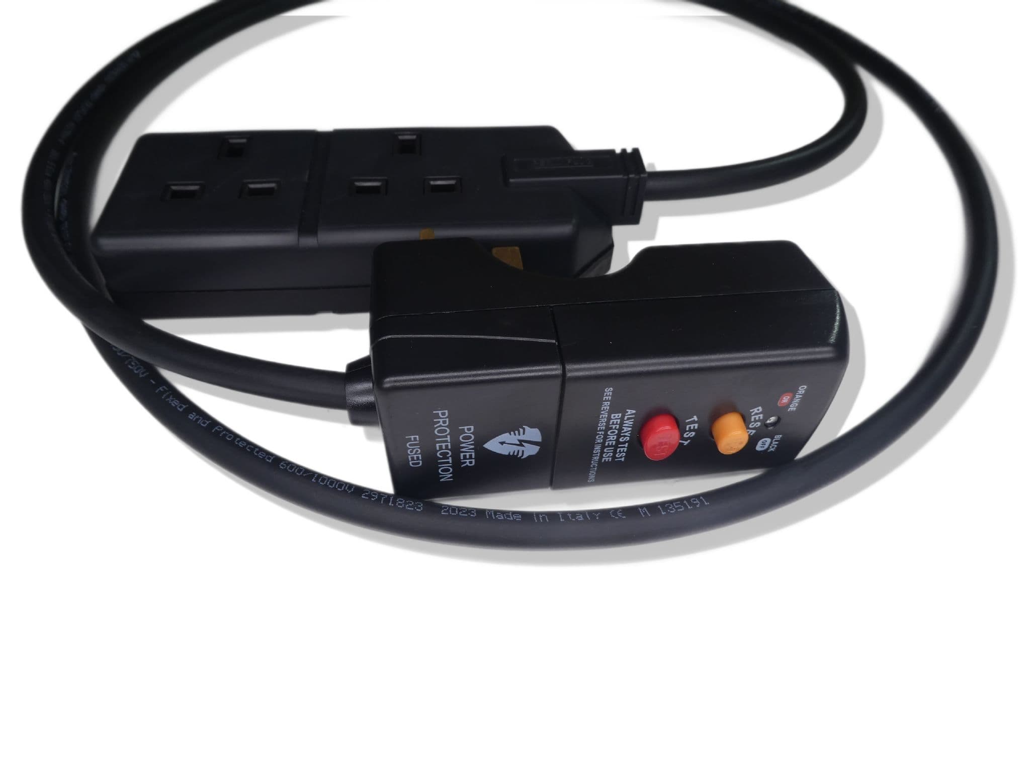 2m RCD protected double socket 13amp heavy duty extension lead