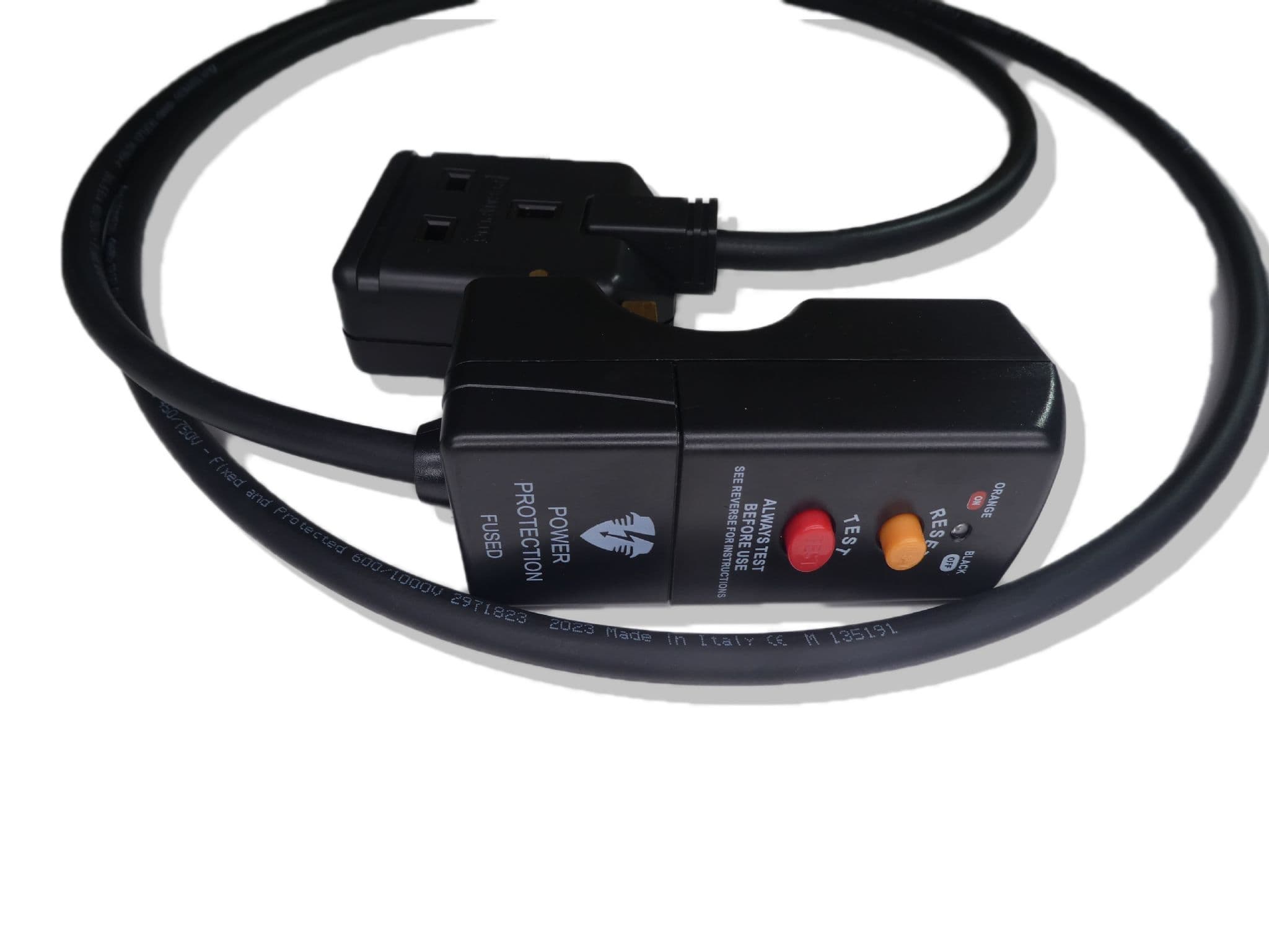 2m RCD protected single socket 13amp heavy duty extension lead