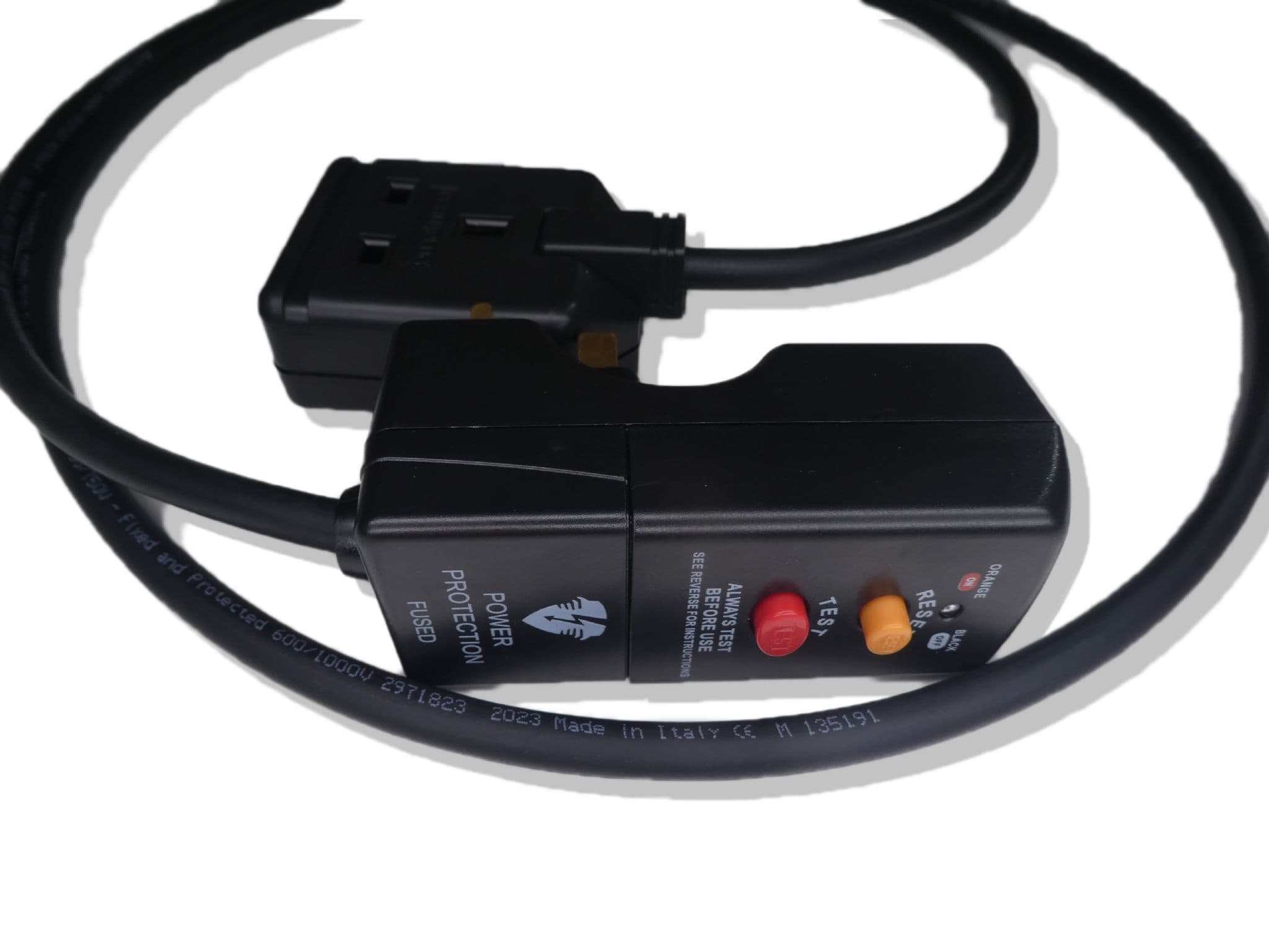 2m RCD protected single socket 13amp heavy duty extension lead