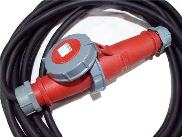 30m 415v 3 phase 4 pin 32a extension lead 6mm H07 cable IP67 Rated