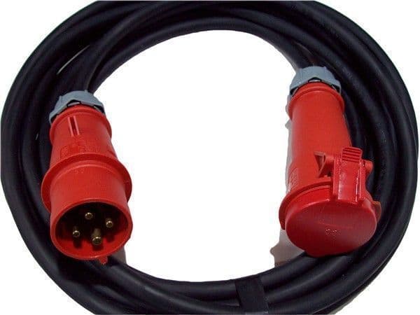 3m 400v 3 phase 4 pin 32a extension lead 6mm H07 cable IP44 Rated