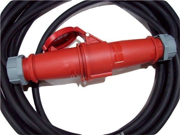 3m 400v 3 phase 4 pin 32a extension lead 6mm H07 cable IP44 Rated
