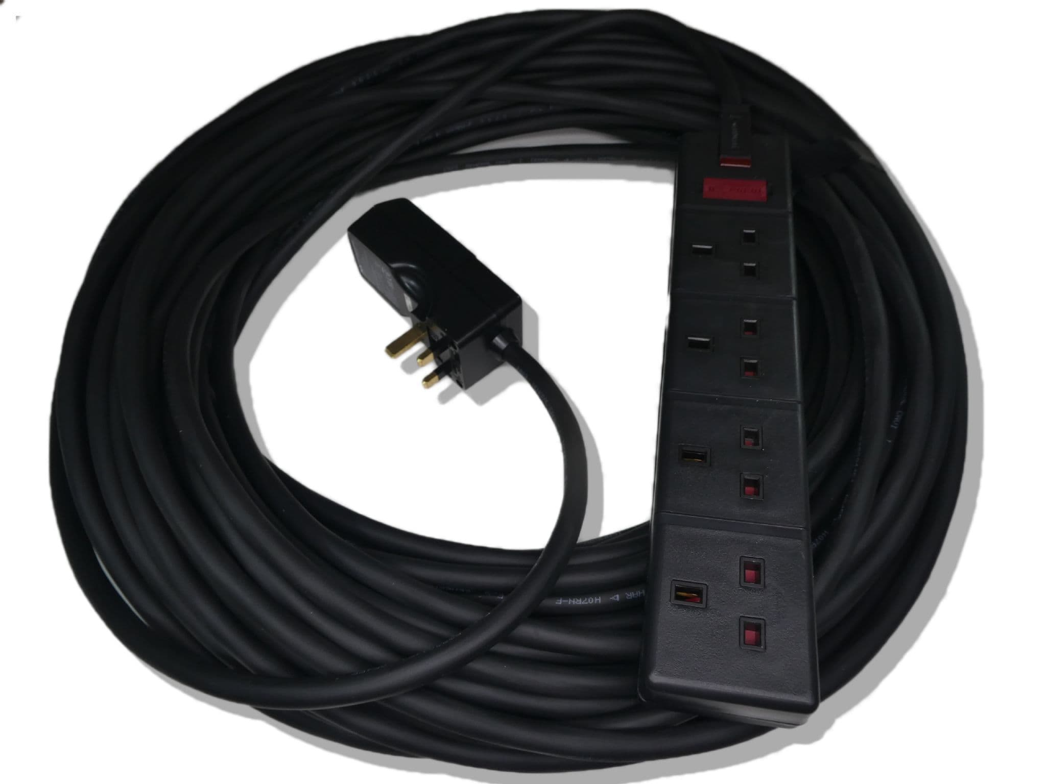 40m RCD protected 4 gang socket 25mm cable extension lead