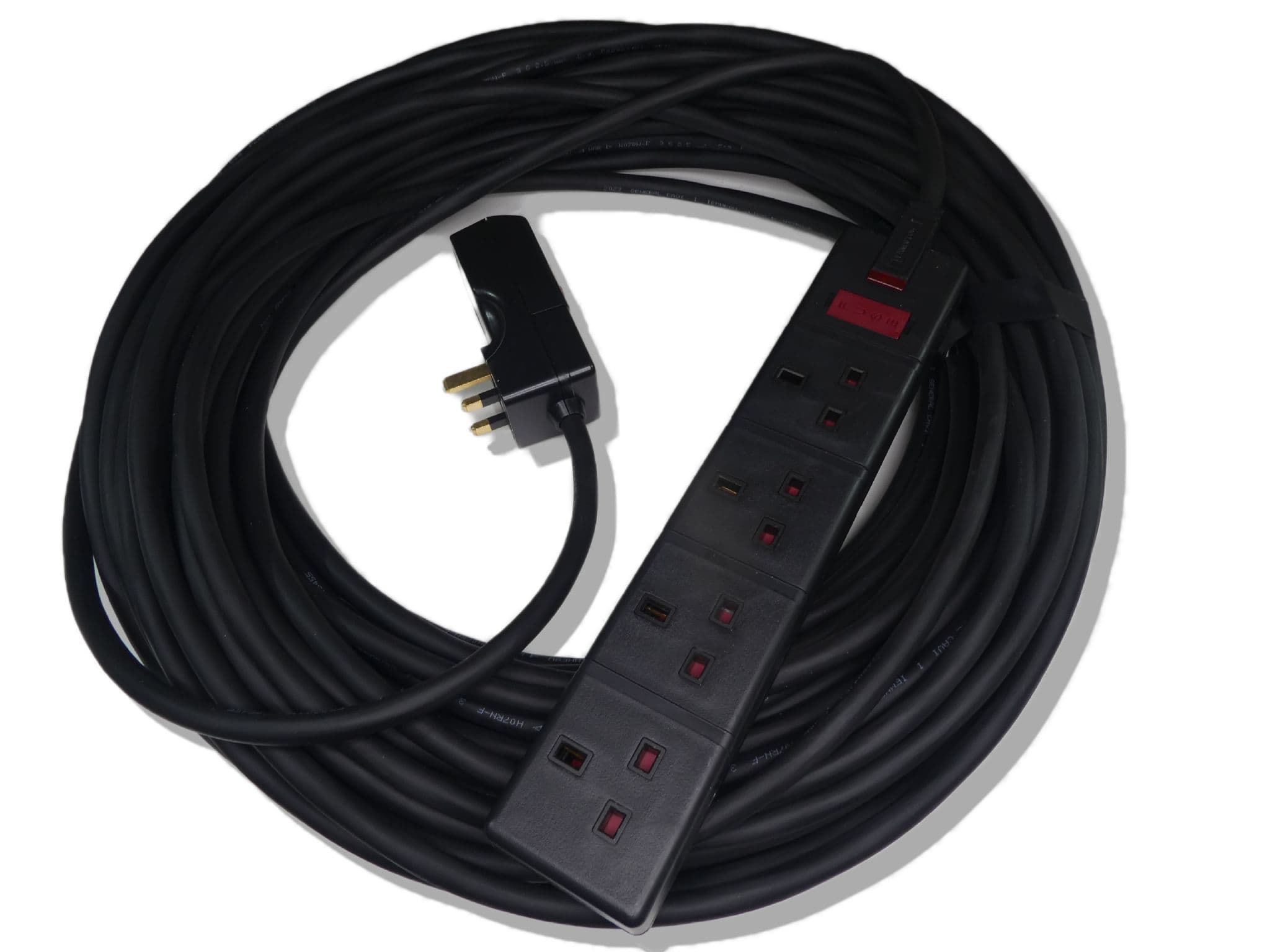 40m RCD protected 4 gang socket 25mm cable extension lead