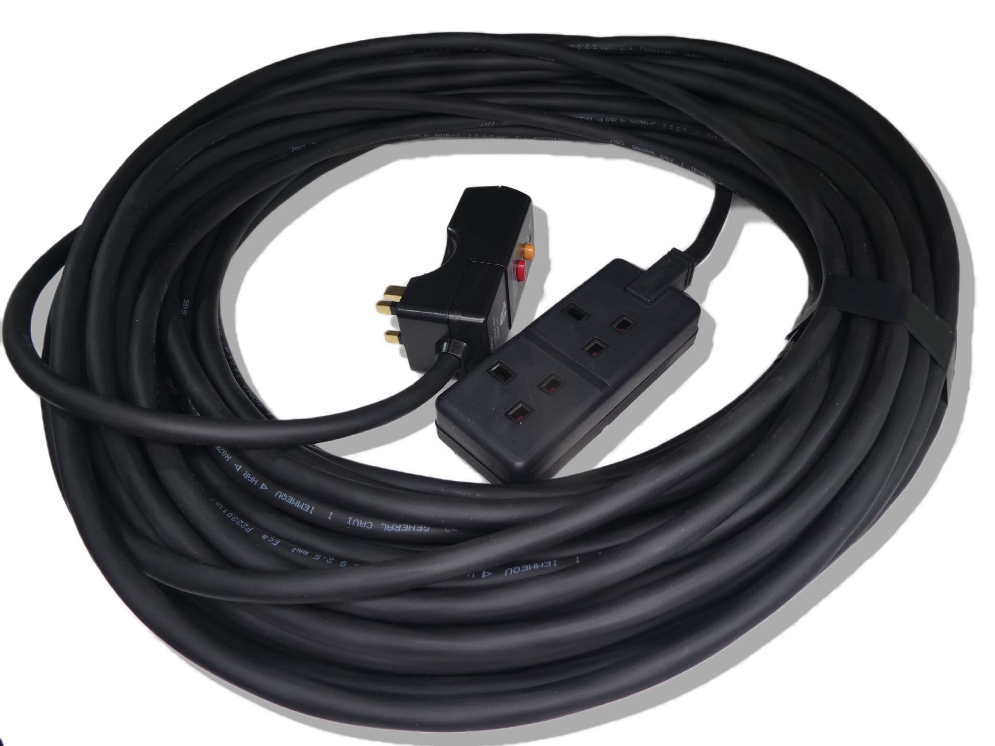 40m RCD protected double socket 13amp 25mm cable extension lead