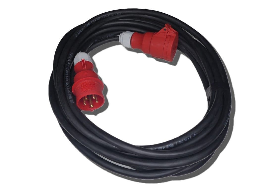 4m 400v 3 phase 5 pin 16a extension lead 25mm H07 cable IP44 Rated
