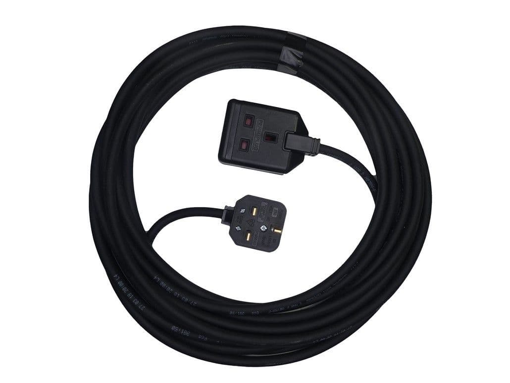 4m single socket heavy duty 13amp black extension lead