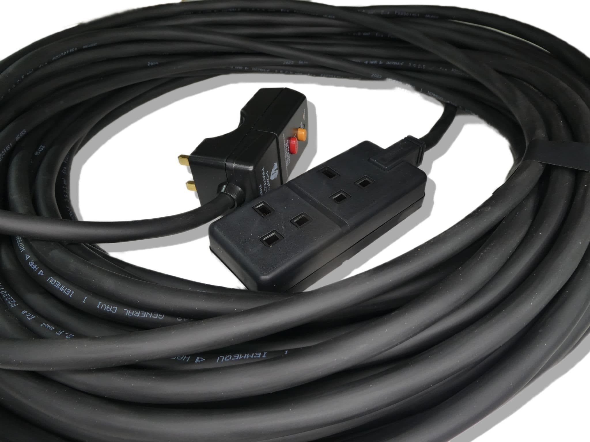 50m RCD protected double socket 13amp 25mm cable extension lead