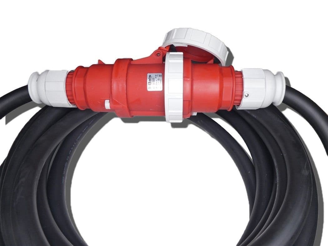 8m 400v 3 phase 5 pin 63a extension lead 16mm H07 cable IP67 Rated