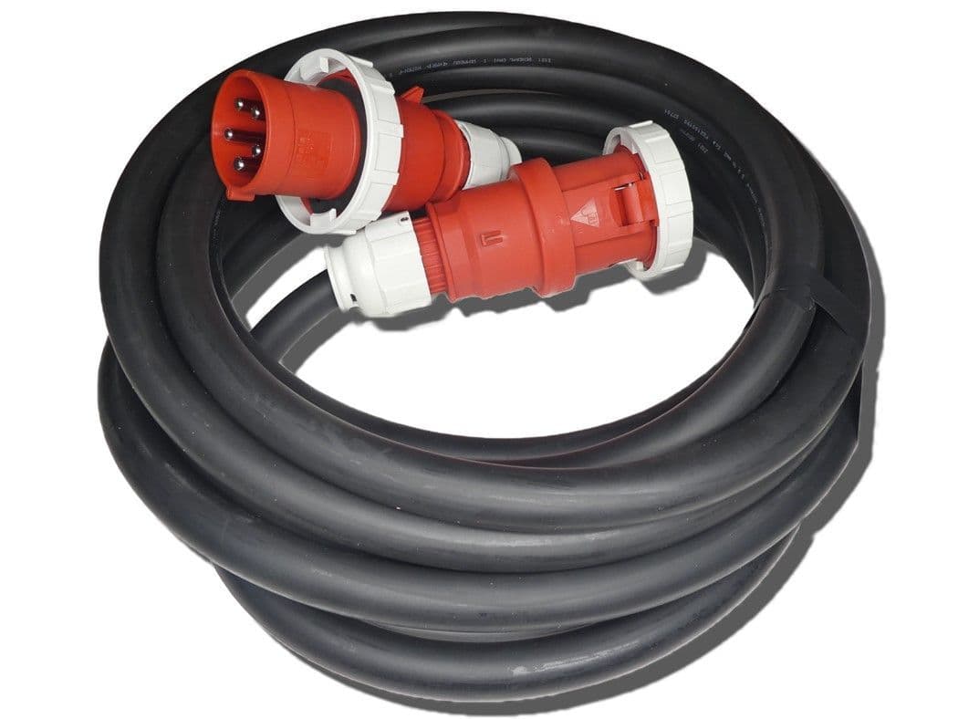 8m 400v 3 phase 5 pin 63a extension lead 16mm H07 cable IP67 Rated