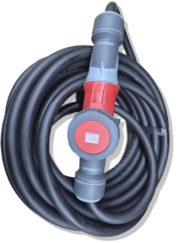 3m 400v 3 phase 5 pin 63a extension lead 16mm H07 cable IP67 Rated