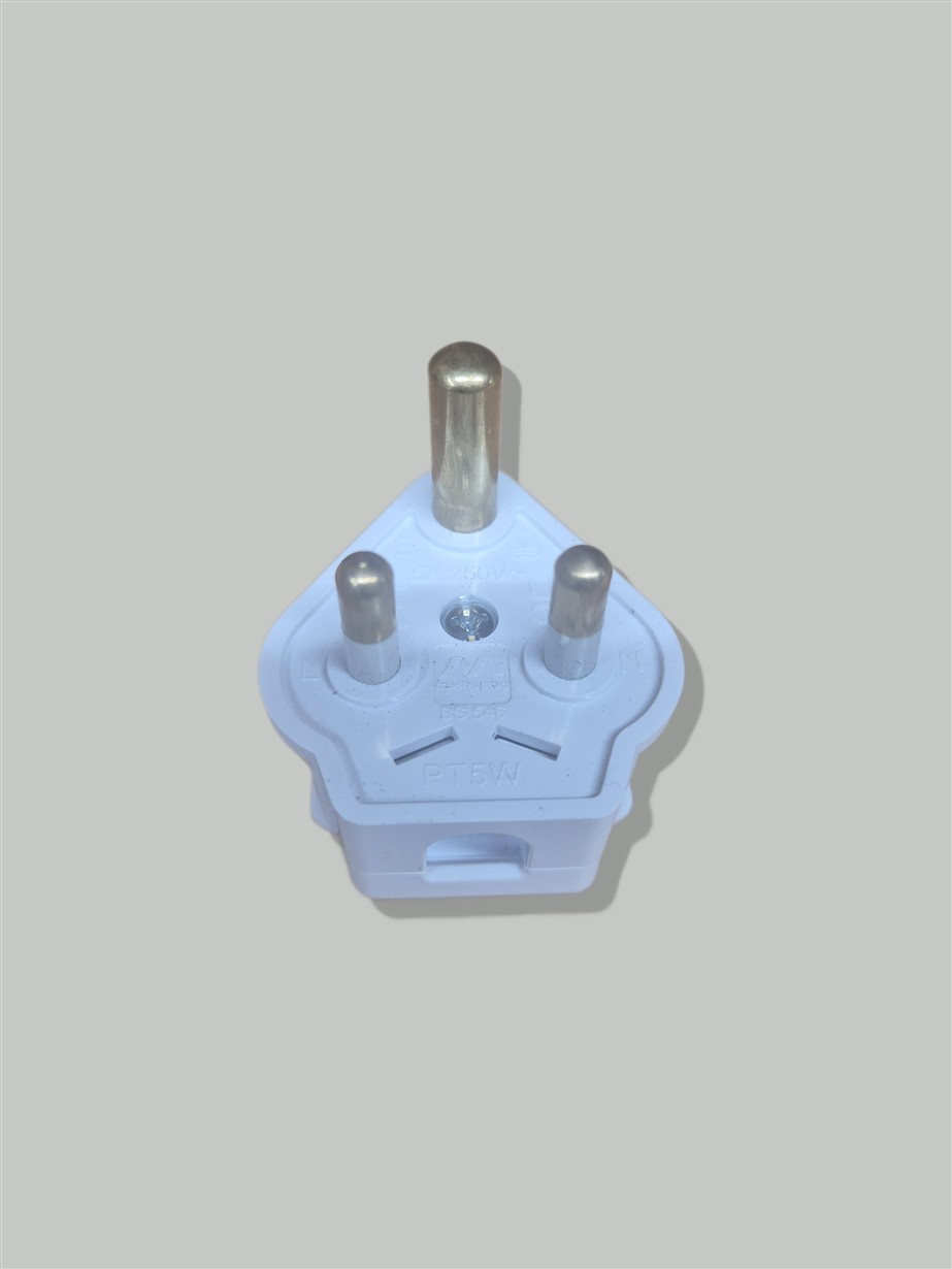 Masterplug PT5W 5A Round Pin Plug Top – White (Rewireable)